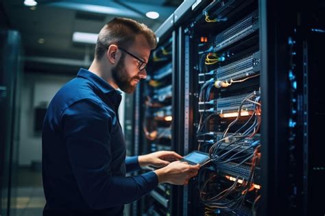 Efficient Data Center Management It Technician Ensures Smooth Operations Premium Ai Generated
