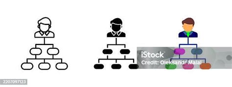 조직 계층 아이콘입니다 리더십 및 워크플로우 수준이 포함된 비즈니스 구조 차트 관리 기업 역할 및 팀 조정의 상징 전문 시스템 개념 벡터 그림입니다 검은색에 대한 스톡 벡터