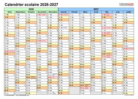 Calendrier Scolaire 2026 2027