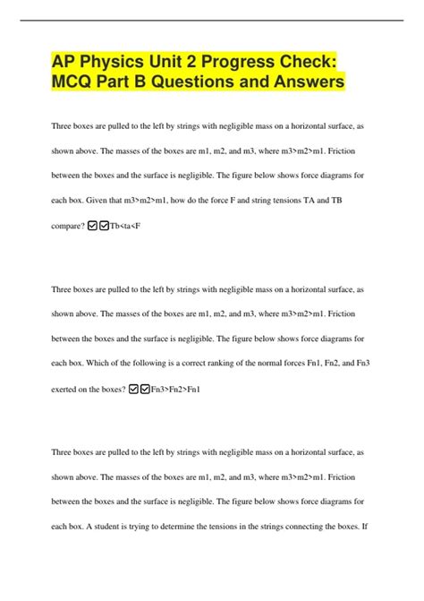 AP Physics Unit Progress Check MCQ Part B Questions And Answers AP Physics Stuvia US