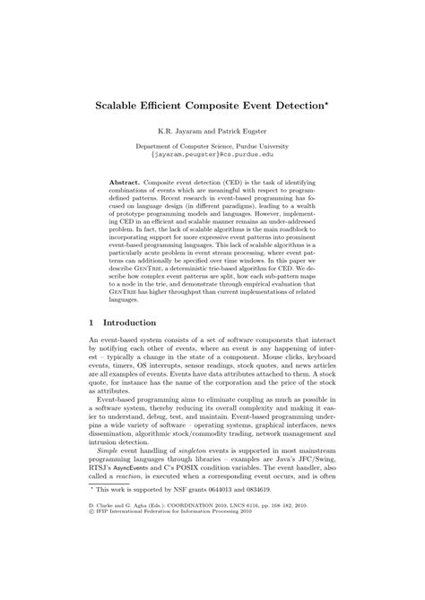 Pdf Scalable Efficient Composite Event Detection