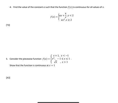 Solved 4 Find The Value Of The Constant A Such That The Chegg Com