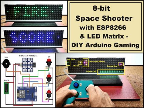 8 bit space shooter on esp8266 and led matrix diy arduino gaming 5 steps instructables