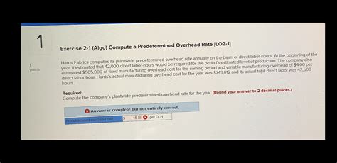 Solved Exercise 2 1 Algo Compute A Predetermined Overhead Chegg Com