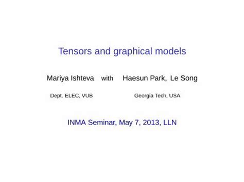 PDF Tensors And Graphical Models Personal Homepageshomepages Vub Ac Be Tensor