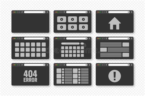 Web Browser Window Pages Layout With Toolbar And Search Field Modern