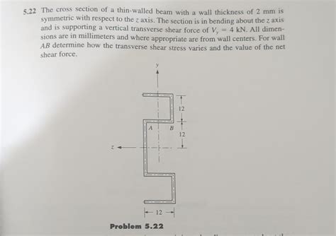 Solved 5 22 The Cross Section Of A Thin Walled Beam With A
