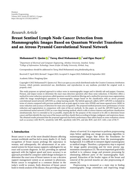 Pdf Breast Sentinel Lymph Node Cancer Detection From Mammographic Images Based On Quantum
