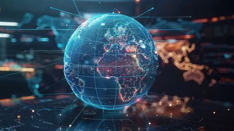 Illustration Of A Digital Globe With Network Lines And Data Points Symbolizing Global