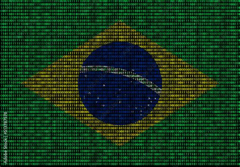 Brazil Flag Superimposed On Duplicate Computer Code That Permeates Each