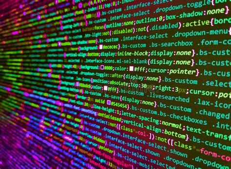 lots of digits on the computer screen simple website html code with colourful tags in browser