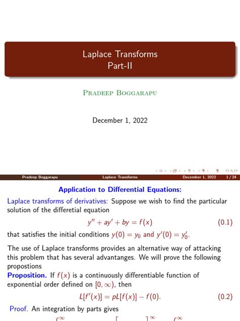 Laplace Transforms Part Ii Pdf Laplace Transform Convolution