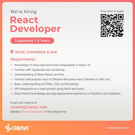Claysys Technologies On Linkedin Hiring Reactdeveloper Reactjsdevelopment Reactjobs