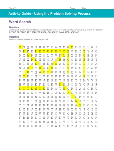 Fillable Online U1l03 Activity Guide Using The Problem Solving Process Fax Email Print