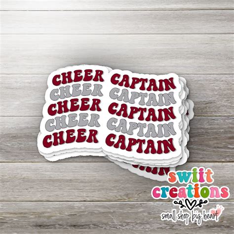 Cheer Captain Waterproof Vinyl Sticker With Laminate Burgundy Etsy