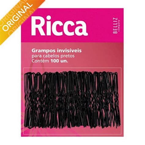 Grampo De Cabelo 100un Invisível Preto Profissional Ricca Grampo De