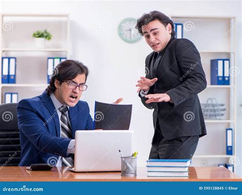 Boss And His Male Assistant Working In The Office Stock Image Image
