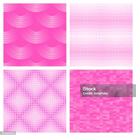 4 핑크 파스텔 고트 미학 매끄러운 패턴의 집합 추상 그리드 배경입니다 벡터 배경 화면입니다 추상적인에 대한 스톡 벡터 아트 및 기타 이미지 Istock