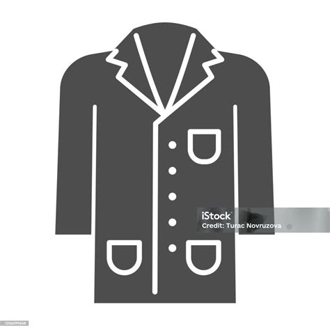 의료 가운 단단한 아이콘 과학 및 의학 개념 흰색 배경에 실험실 유니폼 기호 병원 직원과 모바일 웹용 글리프 스타일의 연구원