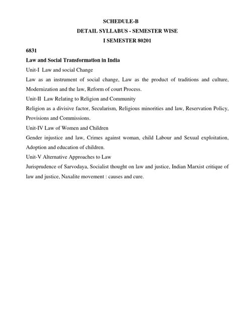 Law And Social Transformation Syllabus Pdf Judiciaries Methodology