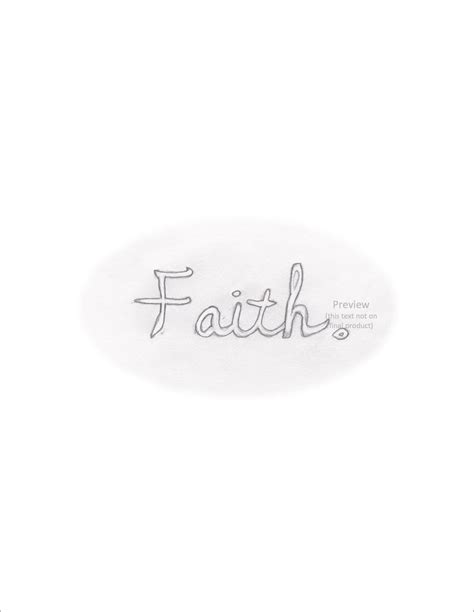 Faith 85 X 11 Hand Drawn Pencil Sketch Oval Art Word Art Digital