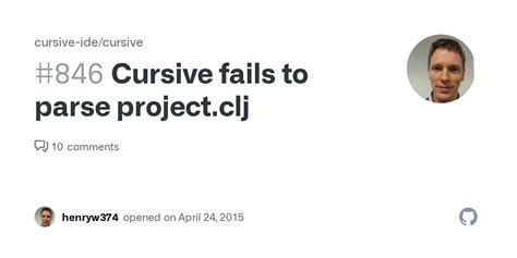 Cursive Fails To Parse Projectclj · Issue 846 · Cursive Idecursive