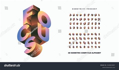 Focus Isometric Display Font Vibrant Multicolored Stock Vector Royalty Free 2549633857