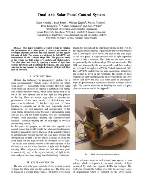 Dual Axis Solar Panel Control System Pdf Electronics Computer Engineering