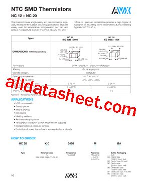 NC20 Datasheet(PDF) - AVX Corporation