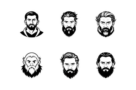 Set Of Beards Vector Design Black And White Style Premium Ai Generated Vector