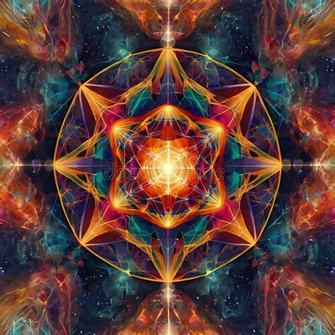 Image Of Geometric Metatron Cube Pattern Artwork Stock Illustration