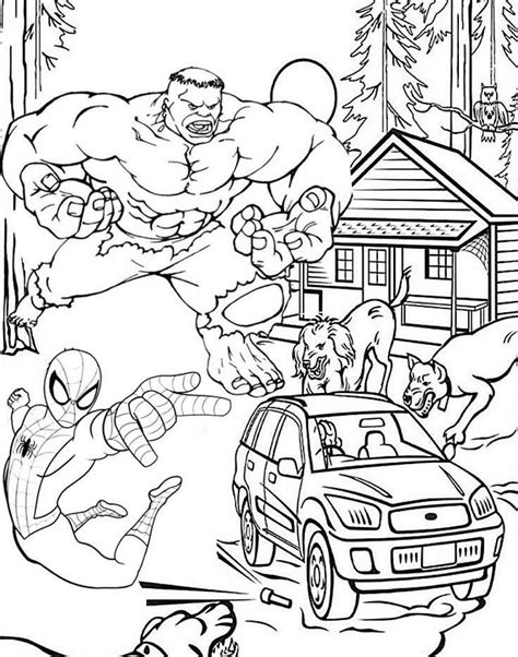 Hulk Vs Spiderman Coloring Pages