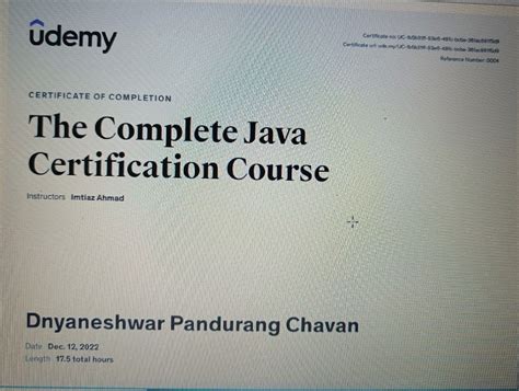Dnyaneshwar Chavan On Linkedin Completed Core Java Course From Udemy And Got Certified