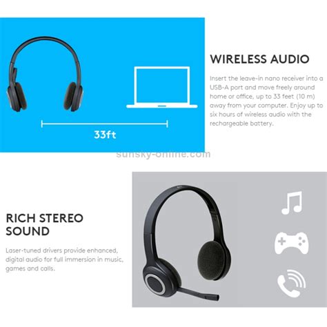 Logitech H600 Wireless Headset For Computers Via Usb Receiver Black