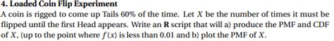 Solved Loaded Coin Flip Experiment A Coin Is Rigged To Chegg