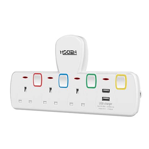 Plug Extension Uk 3 Way With Usb Mscien Wall Socket Extension