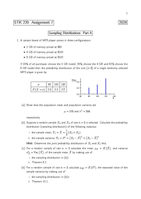 Assignment 7 Homework Stk 220 Assignment 7 2024 Sampling Distributions Part A A Certain