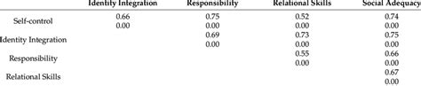 Pearson Correlation Matrix For Domains Investigated Through The