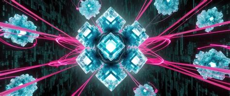 A Quantum Computing Core Floating In Cyberspace Illuminated In Vibrant Colors Premium Ai