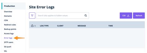 Site Error Log Support Center