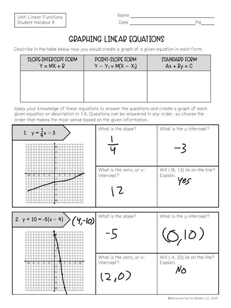 Graphing Linear Equations Pdf Mathematical Analysis Equations