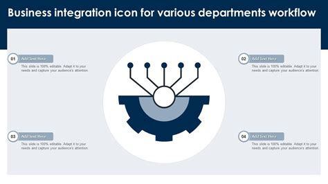 Business Integration Icon For Various Departments Workflow Ppt Example