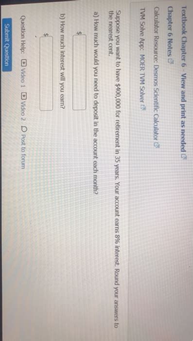 Solved Textbook Chapter 6 View And Print As Needed Chapter