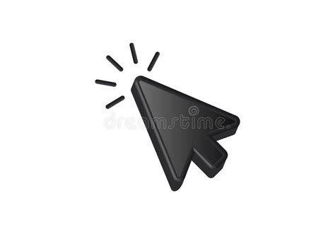 Black 3d Mouse Cursor Icon With Click Effect Stock Vector
