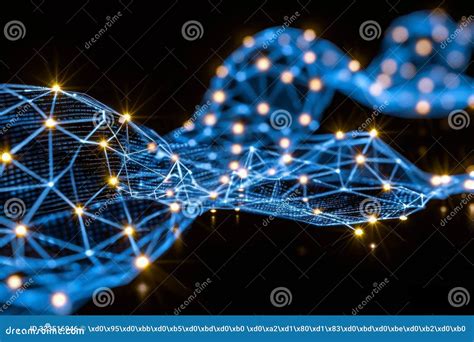Digital Illustration Of A Dynamic Blue Network Structure With Glowing Nodes And Connections
