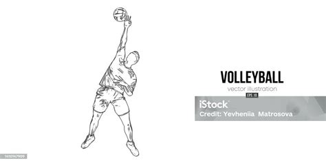 흰색 배경에 배구 선수의 추상 실루엣 배구 선수 남자가 공을 친다 벡터 일러스트 레이 션 Championship에 대한 스톡 벡터 아트 및 기타 이미지 Istock