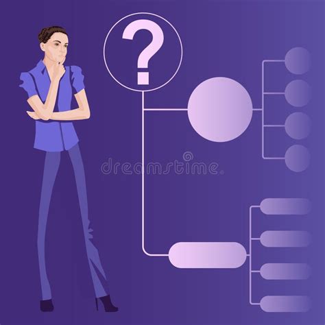 Woman Uses A Decision Tree Diagram Flat Stock Vector Illustration Of