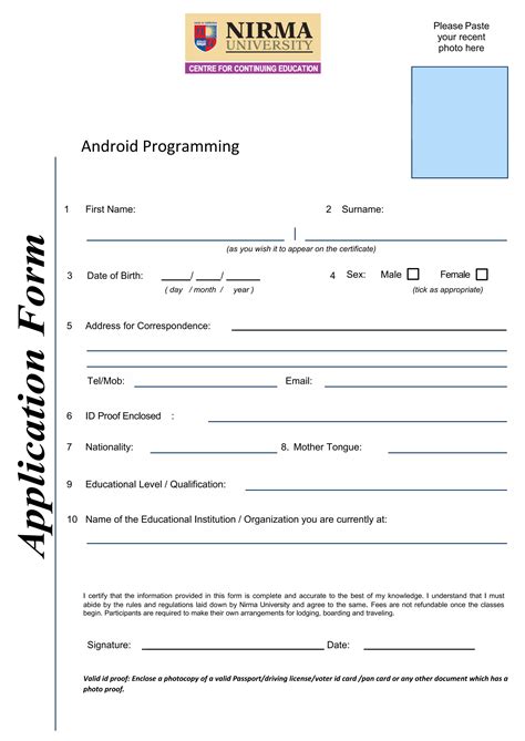 Application Form For Android Programming Workshop Pdf