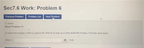 solved sec7 6 work problem 1 previous problem problem list