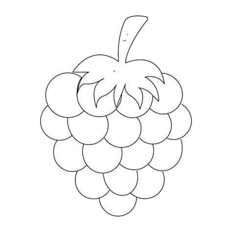 Arte De Linha De Uva ícone De Vetor De Uva Folha De Colorir Para Crianças Vetor Premium
